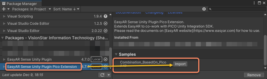 头显样例说明 — EasyAR Sense Unity Plugin 4000.0.0 文档